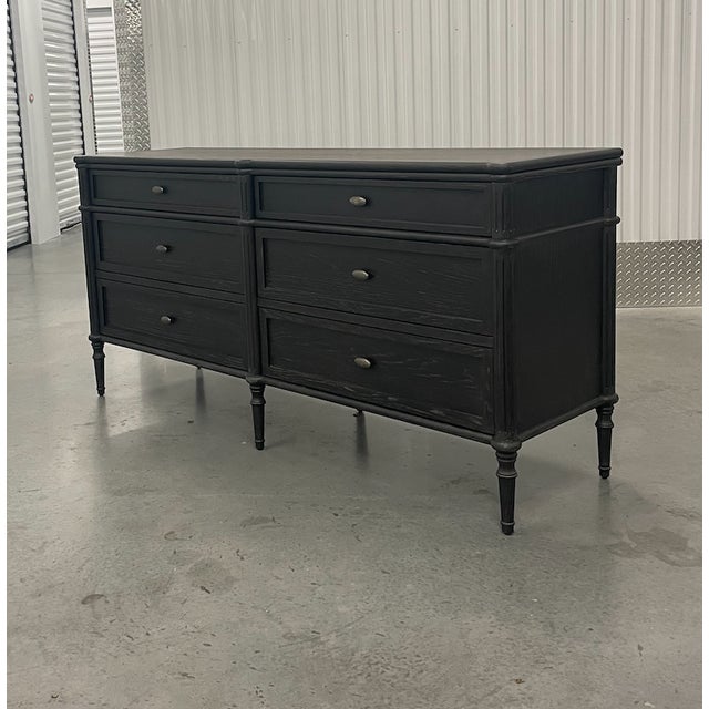 Pottery Barn 6-Drawer Dresser - Distressed Black Oak | Chairish
