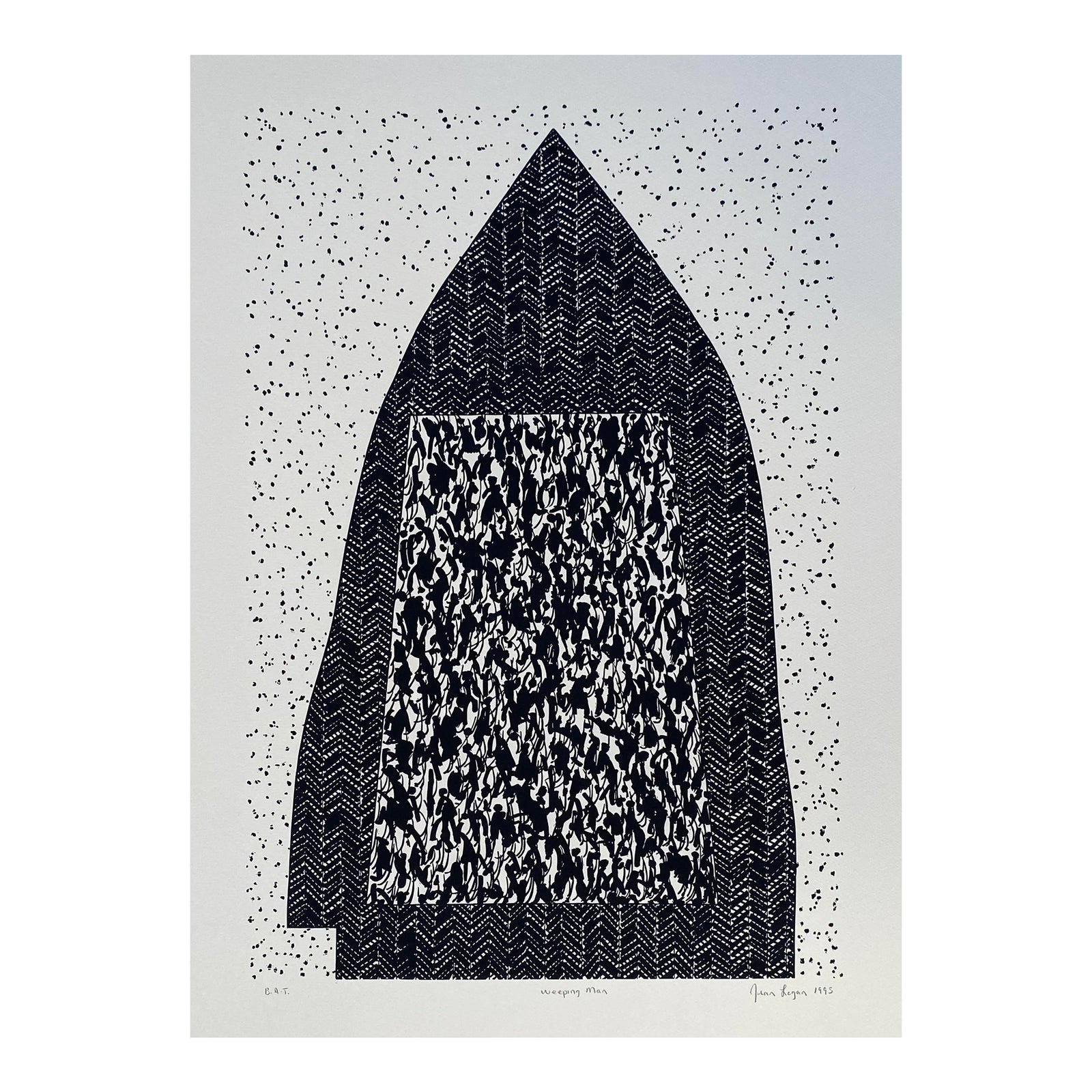 1995 Juan Logan Weeping Man Linocut From Rwanda Series | Chairish