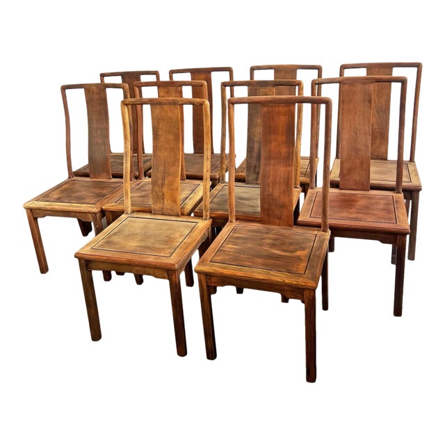 Set of 10 Antique Wooden Chairs | Chairish