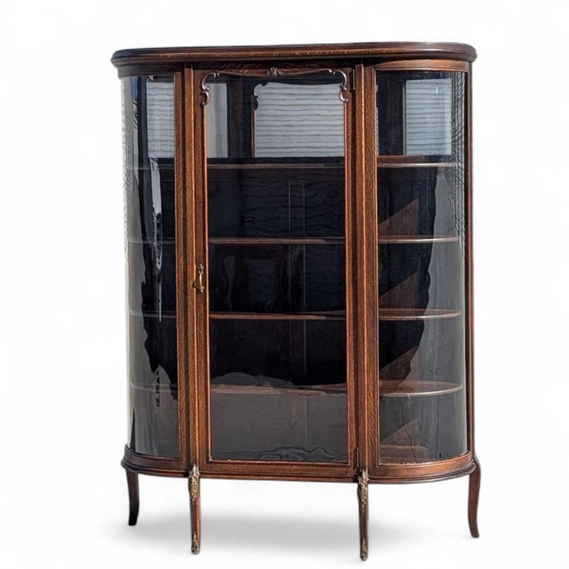Edwardian Curved Glass Demi-Lune Display Cabinet, 20th Century | Chairish