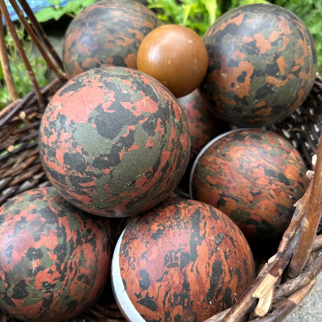 Vintage Italian Bocce Ball Set in Mottled Camouflage Pattern and Earthy ...