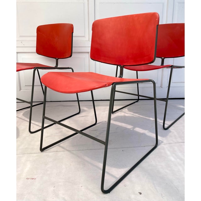 Vintage Set of 5 Steelcase Max Stacker Red Chairs | Chairish
