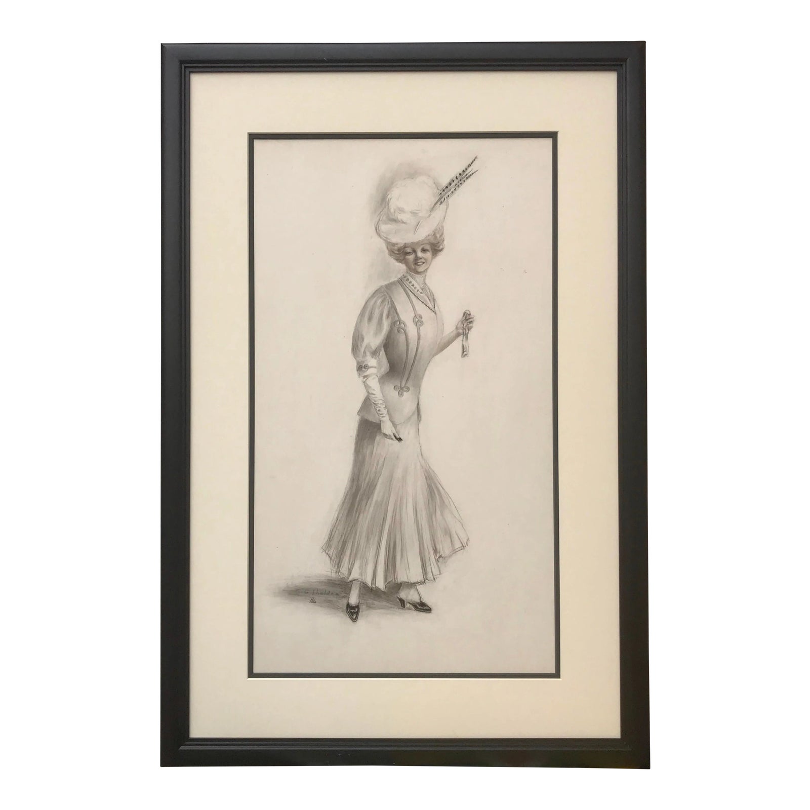 Vintage Original 1920s Drawing of a Fashionable Woman by Charles ...