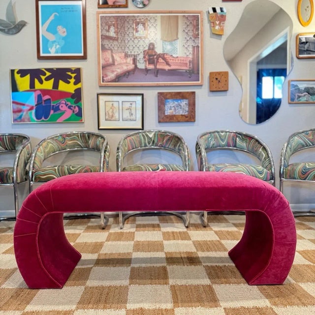 Hot Pink Post Modern Waterfall Bench, Circa 1980s | Chairish
