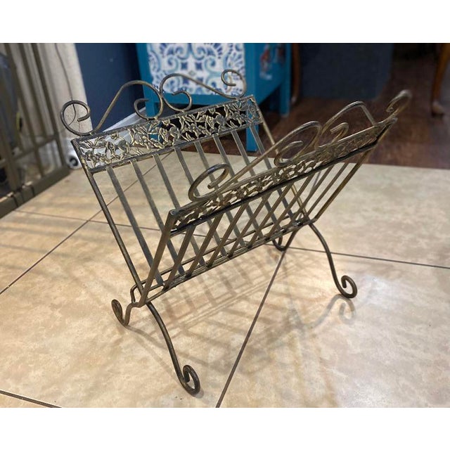 Vintage Metal Folding Magazine Rack | Chairish