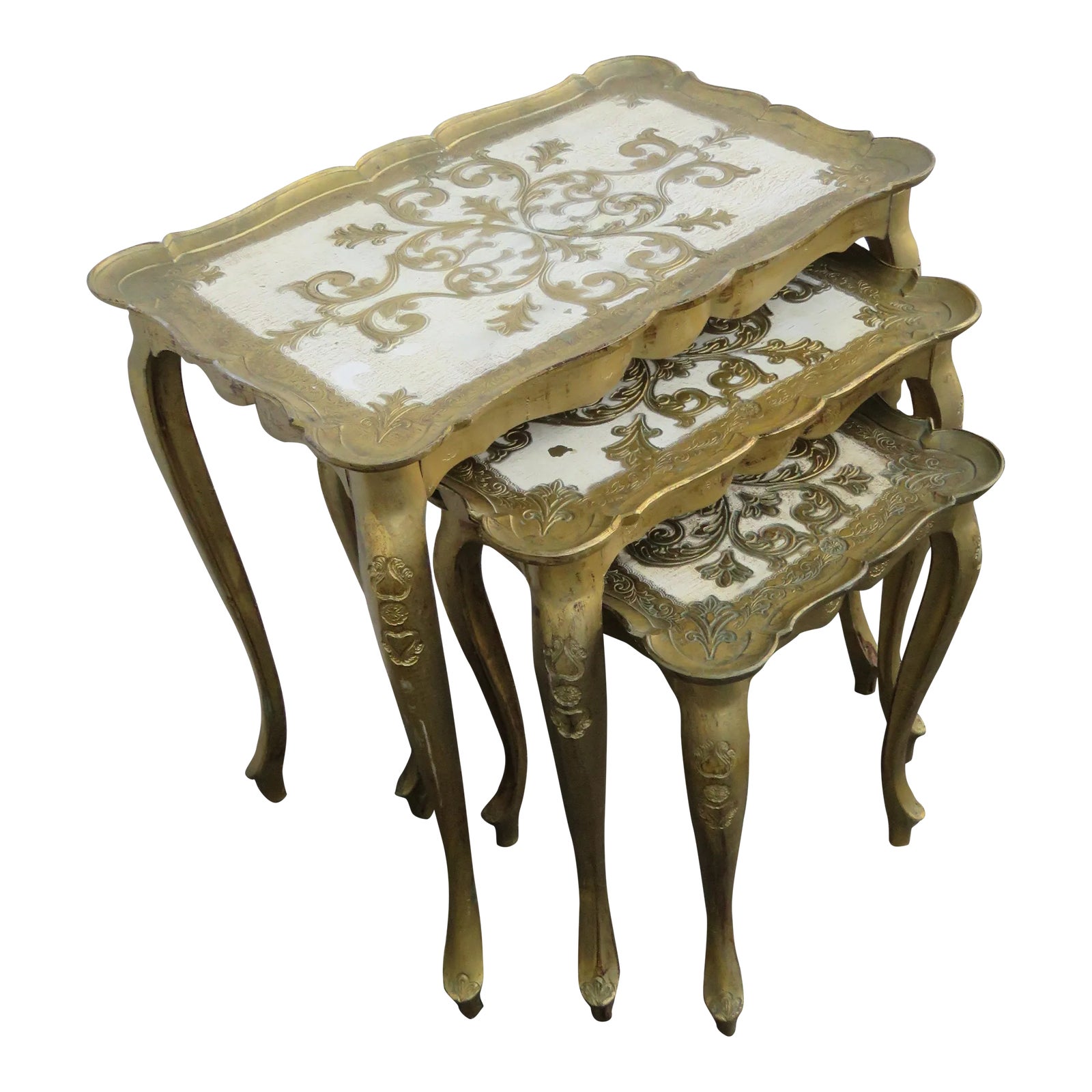 Italian Florentine Antique Gold Nesting Tables Set of Three | Chairish