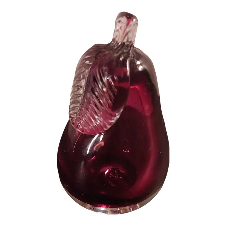 1980s Blown Art Glass Pear Paperweight | Chairish