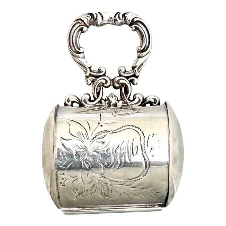 Victorian Style Retractable Razor Strap Enclosed in Silver | Chairish