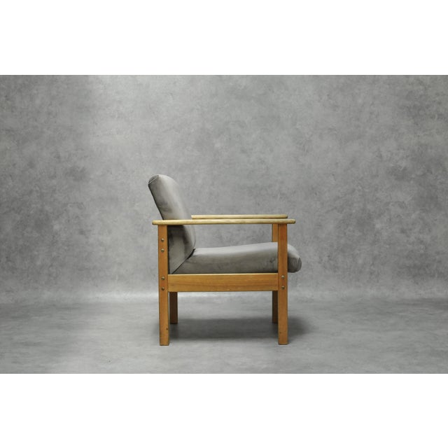 Vintage Dusty Armchair in Wood & Fabric | Chairish