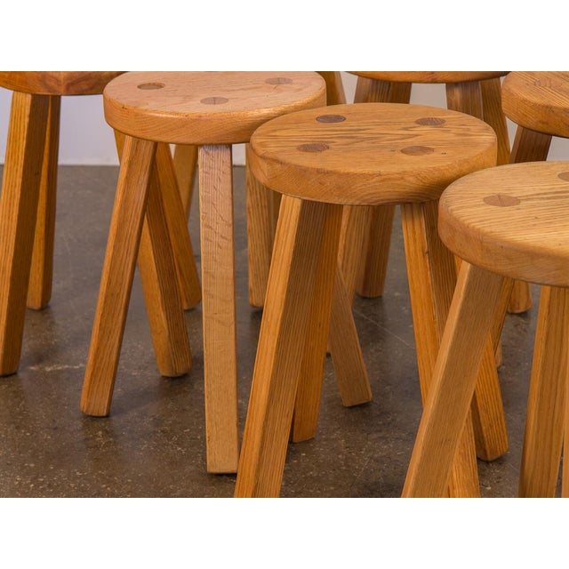 Vintage American Craft Oak Stool | Chairish