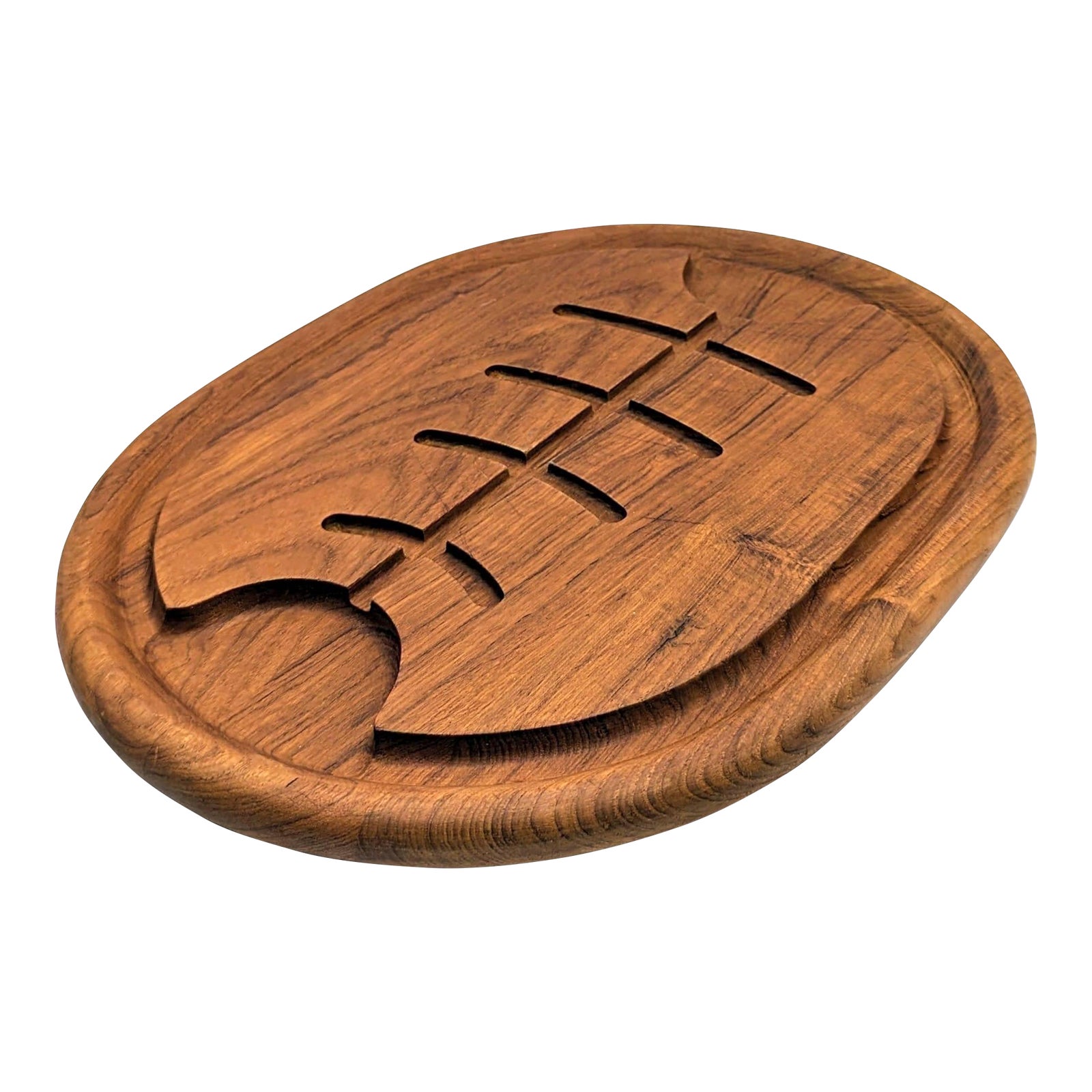 1970s Oval Shaped Teak Wood Carving Board | Chairish