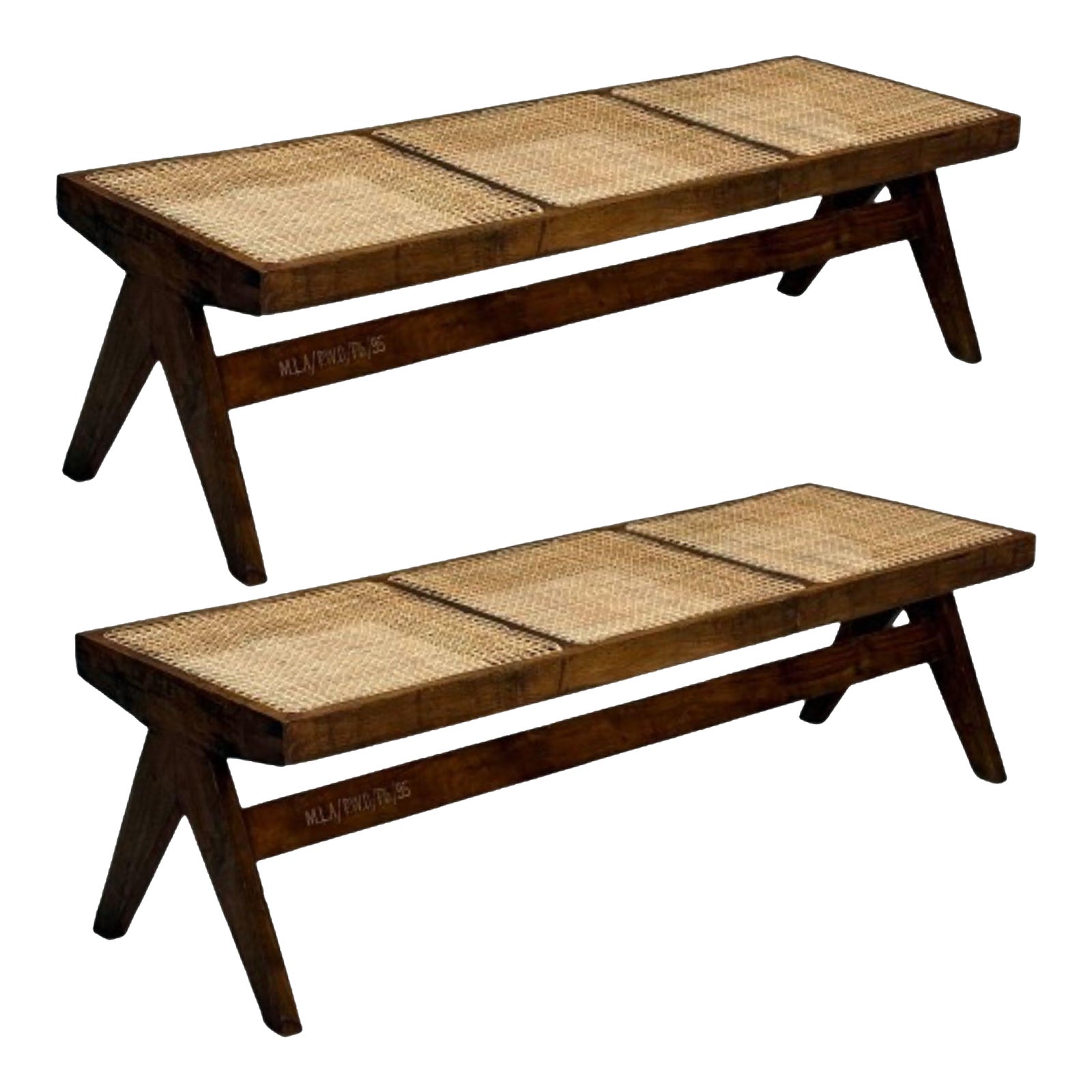 Pierre Jeanneret, French Mid-Century Modern Three Seat Benches, Teak, Chandigarh | Chairish