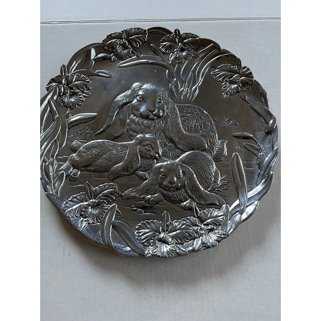 Vintage Arthur Court Cast Aluminum Repousse Round Rabbits Bunnies ...