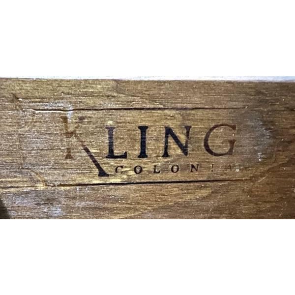 Kling Colonial Furniture Dark Pine Trestle Desk - Circa 1960 | Chairish