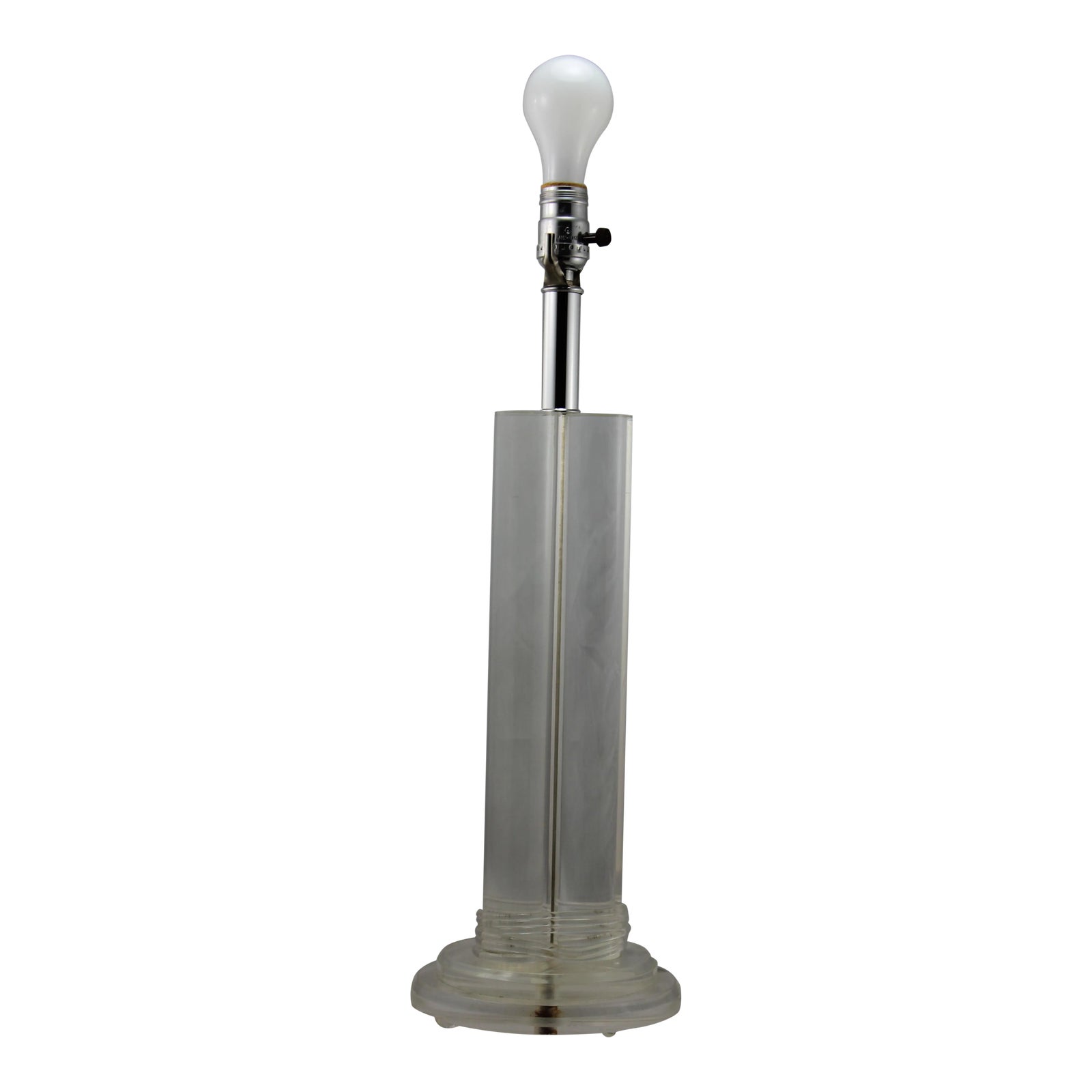 Mid-Century Tri Column Lucite Lamp | Chairish