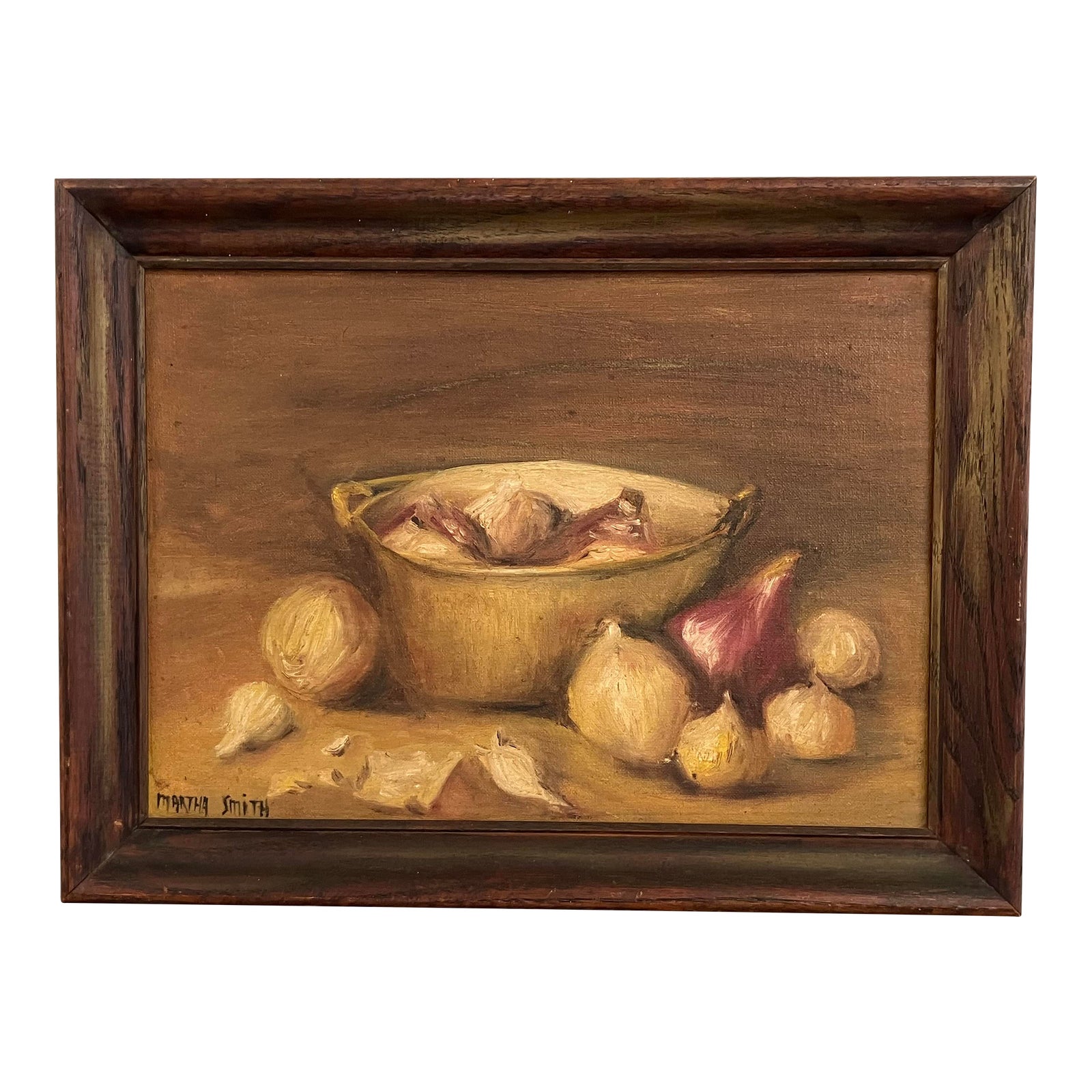 Garlic and Shallots Still Life by Martha Smith — Mid-20th Century Oil ...