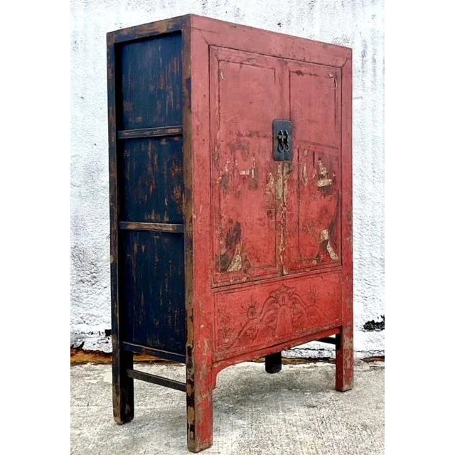 Vintage Asian Distressed Reclaimed Wood Armoire | Chairish