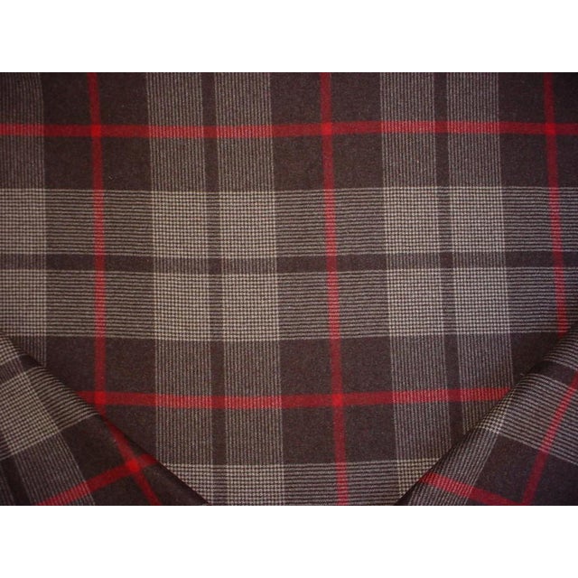 F Schumacher Montana Wool Plaid Java Soft Black Upholstery Fabric - 5 1/8 Yards | Chairish