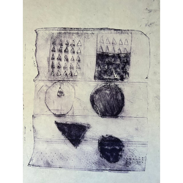 "India, Blue Abstract" Contemporary Original Print on Japanese Paper by ...