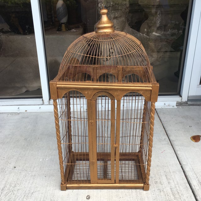 Wood and Metal Domed Handmade Bird Cage | Chairish