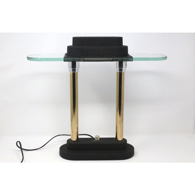 Vintage Postmodern Black and Gold Metal Banker's Lamp | Chairish