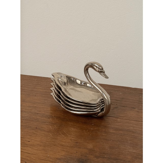 Vintage Silver-Plated Stackable Swan Ashtray Set from Seba England, Set ...