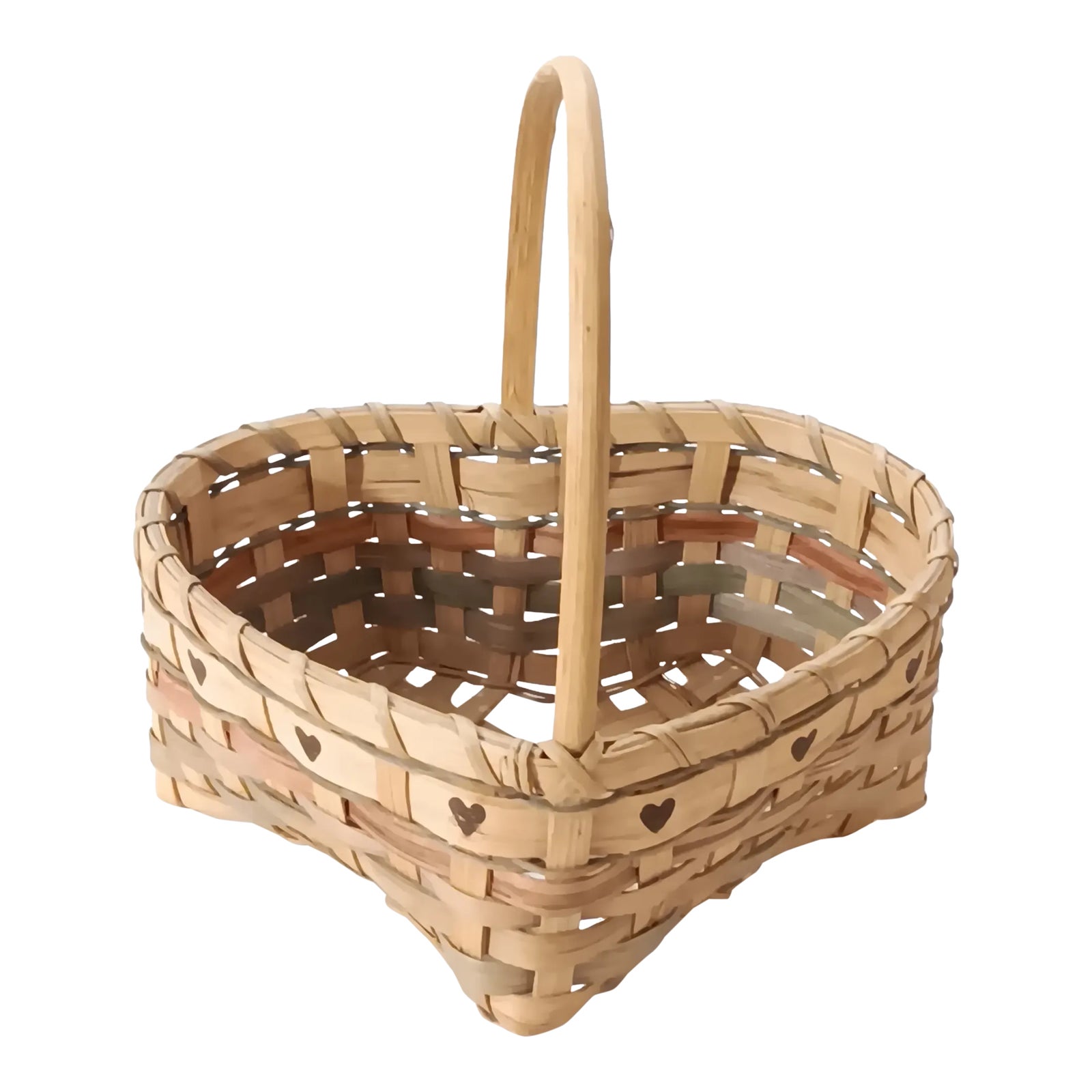 Mid 20th Century Vintage Heart Shaped Wicker Baskets With Little Hearts ...