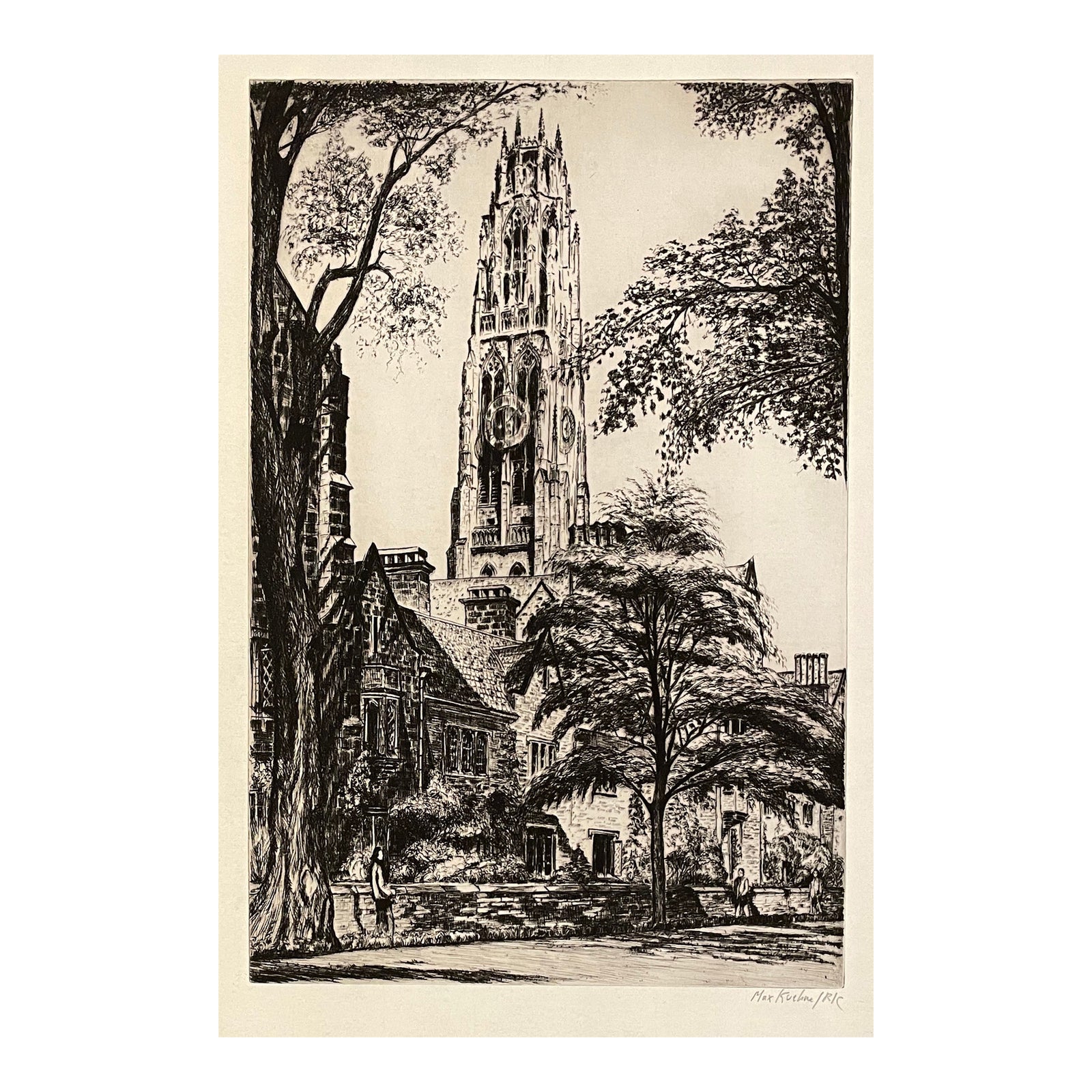 Max Kuehne Harkness Tower Yale University Etching | Chairish