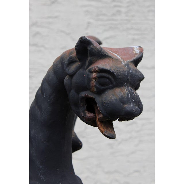 Early 20th Century Large Cast Iron Gargoyle Statue | Chairish