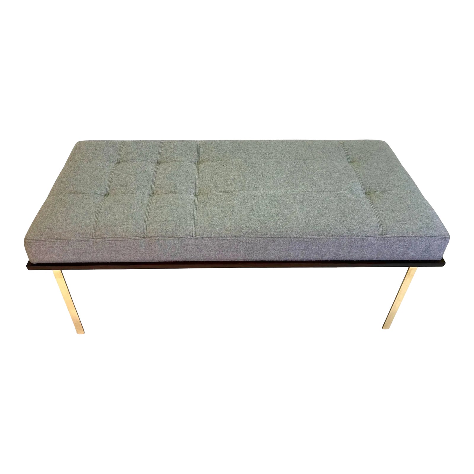 Customized Bernhardt "Manhattan" Bench With Solid Brass Legs | Chairish