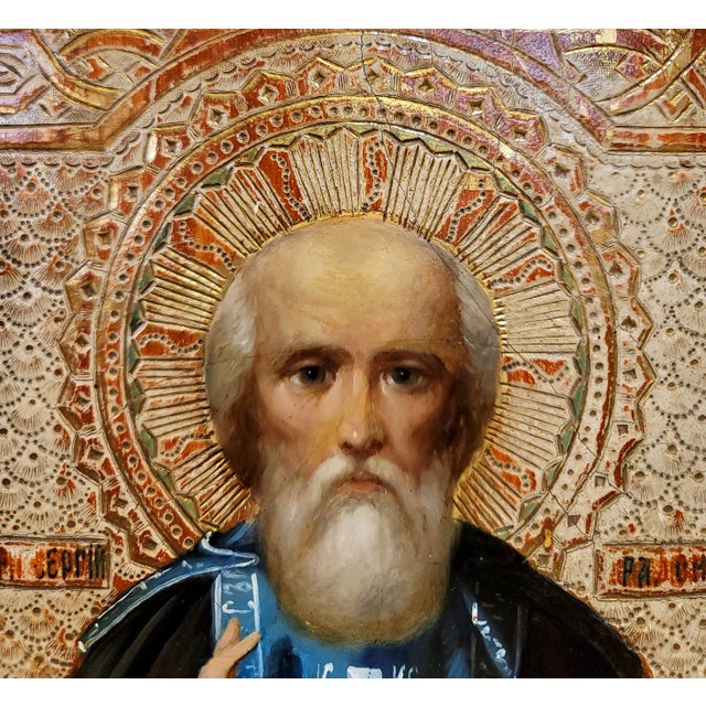 19th Century Russian Icon- Portrait of St. Nicholas -Oil Painting | Chairish