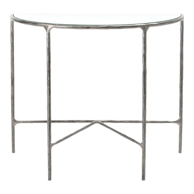 Jessa Forged Metal Console Table - Silver | Chairish