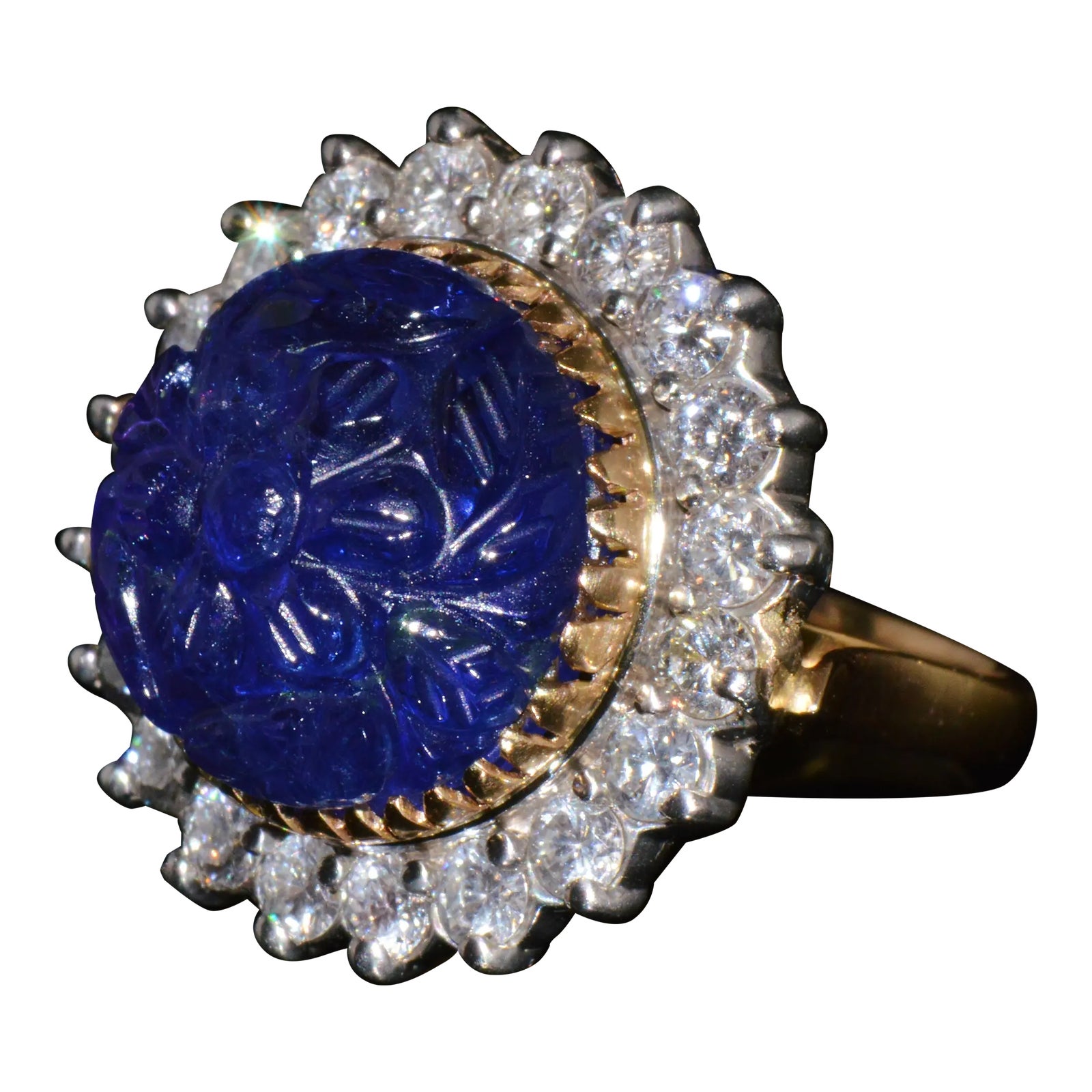 Certified Natural 18.51cts vs F Diamond Tanzanite 18k Solid Gold 950 ...