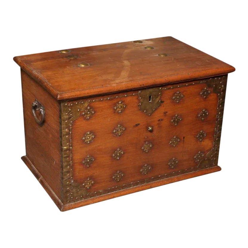 Large Dutch Colonial Style Late 19th Century Teak Trunk With Brass ...