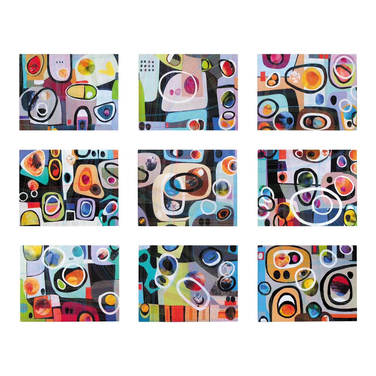 'Urban Landscape' Contemporary Quilt by Bethan Ash - 9 Pieces | Chairish
