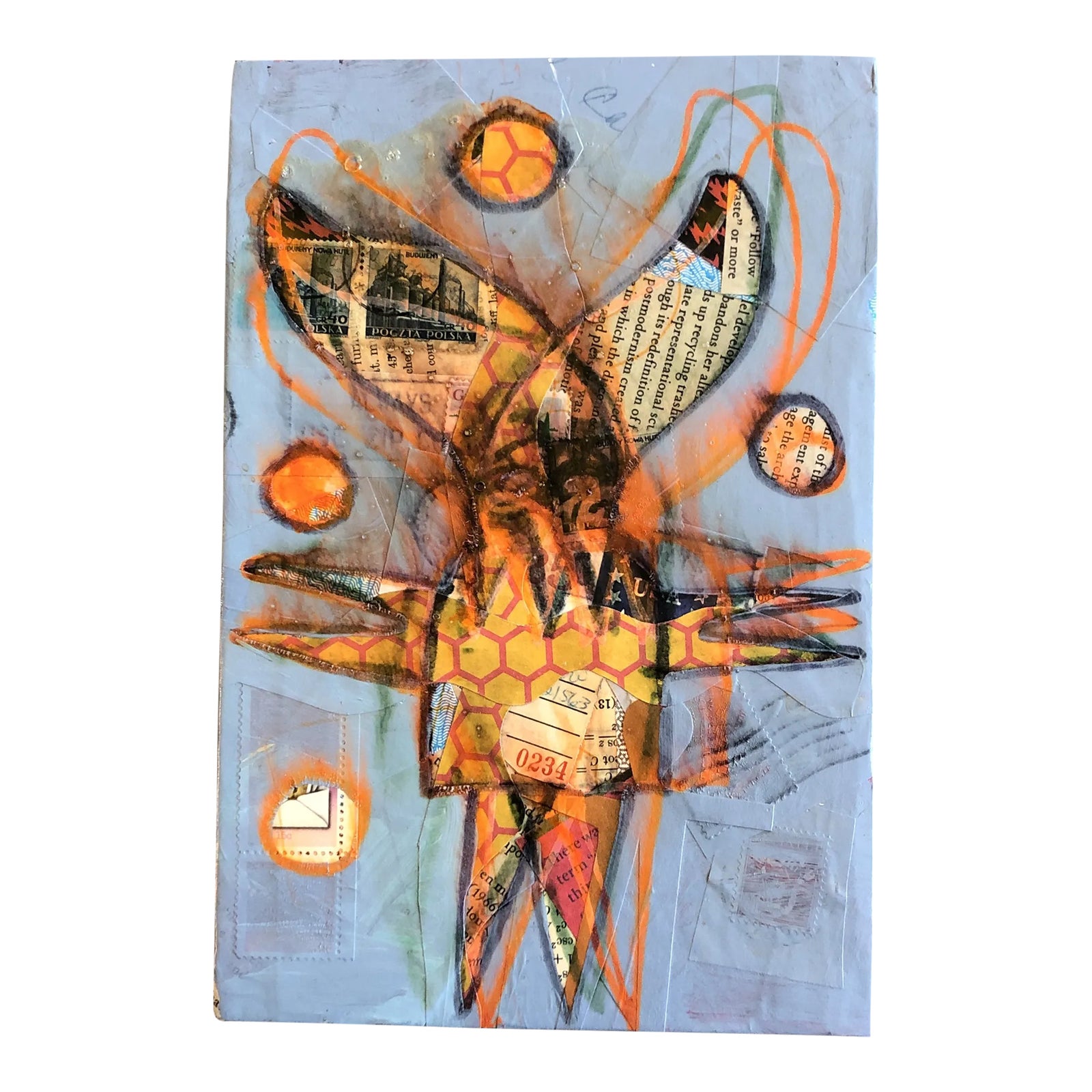 Contemporary Small Wayne Cunningham Abstract Collage/Painting Signed ...