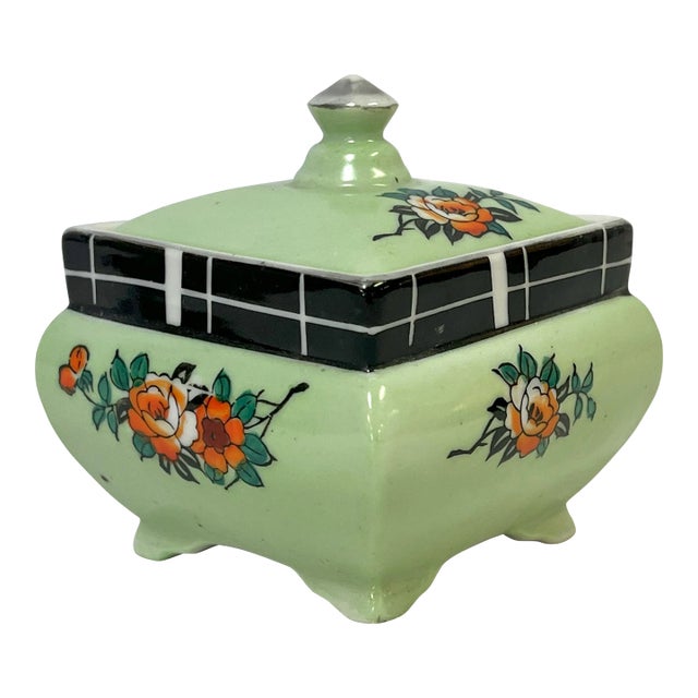 Early 1900's Hand Painted Porcelain Box Made in Japan | Chairish