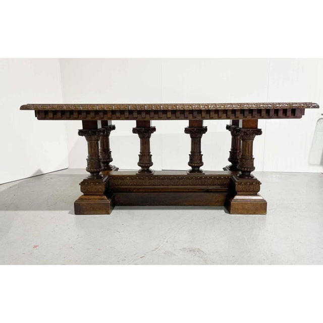 Antique Italian Renaissance Style Walnut Hand Carved 6 Column Library ...