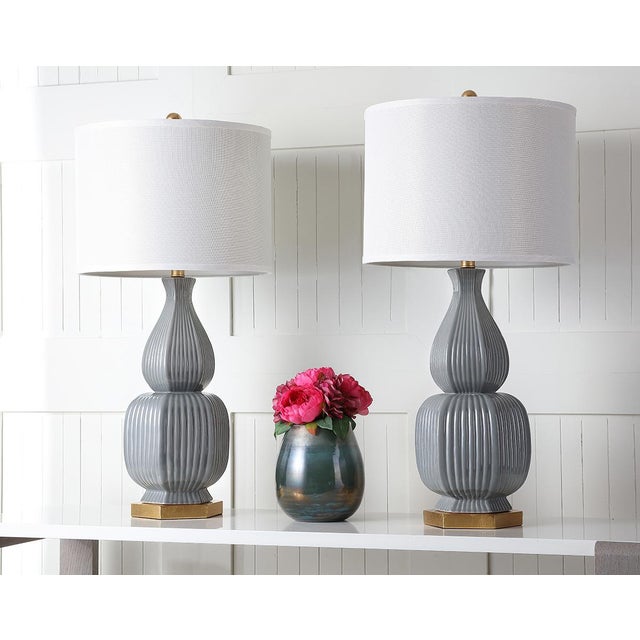 31.5 Inch H Contemporary Ceramic Base Table Lamp in Grey - a Pair ...