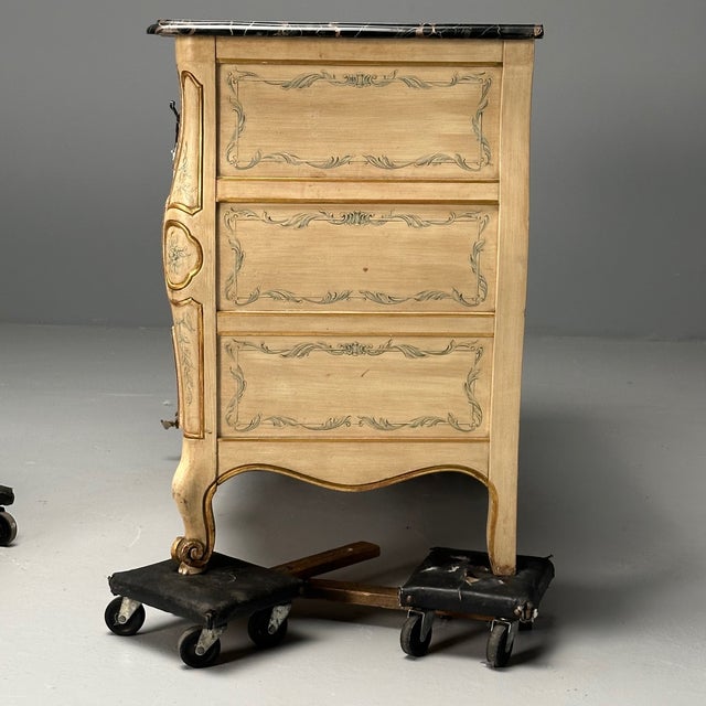 John Widdicomb, Mid-Century Modern, Bombe Commodes, Marble | Chairish