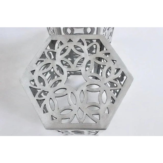 Arthur Court Style Polished Aluminum Chinese Coin Hexagon Tables, 1970 ...