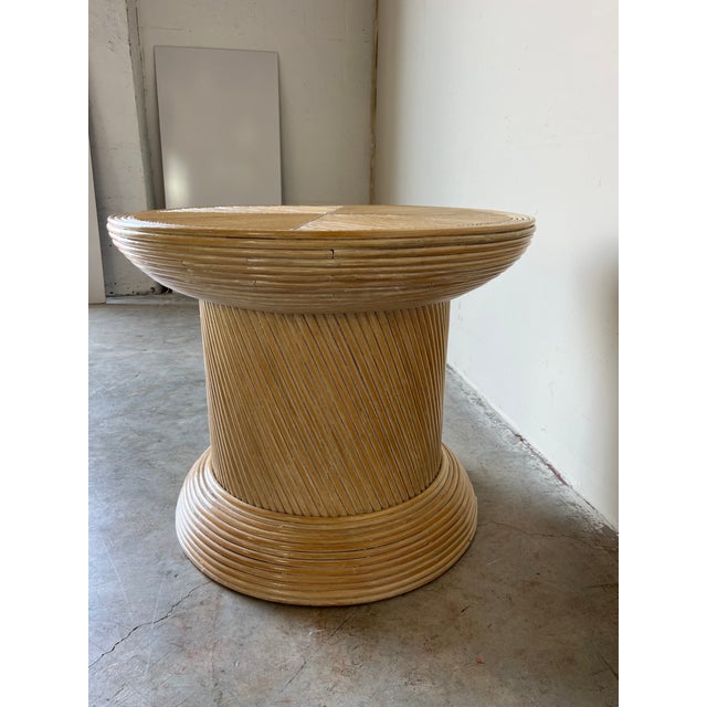 Vintage Organic Modern Pencil Reed Rattan Side / Coffee Table | Chairish