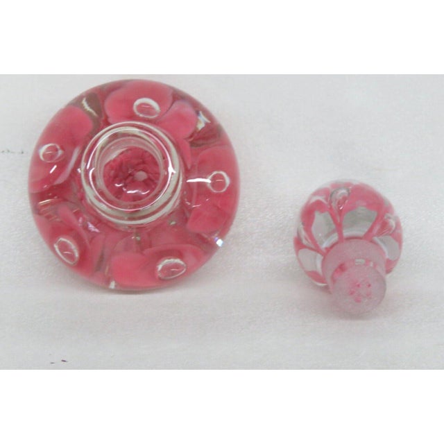 Joe St Clair Art Glass Pink Floral Paperweight Perfume Cologne Bottle ...