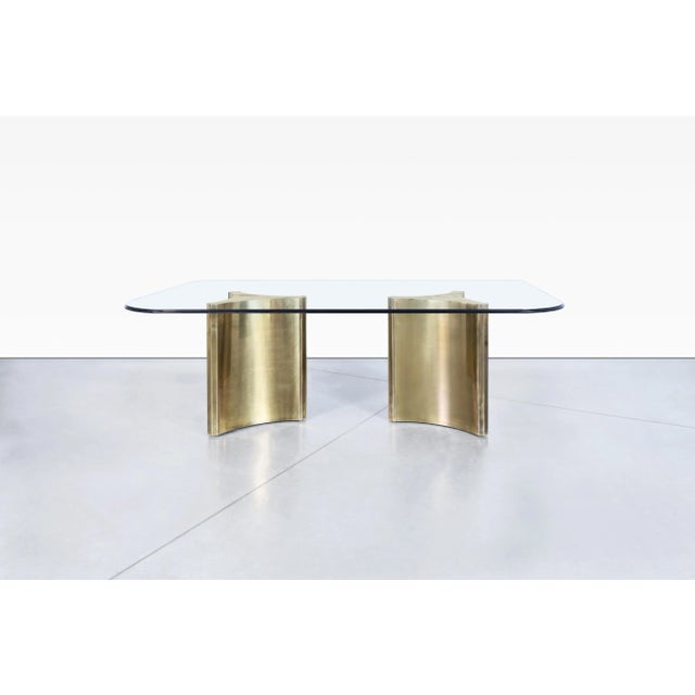1970s Vintage Brass and Glass "Trilobi" Dining Table by Mastercraft ...