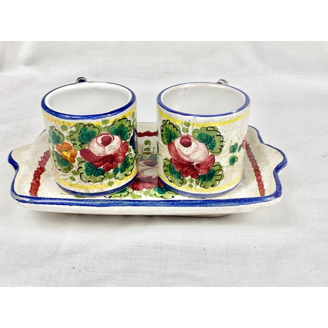 Vintage Deruta Pottery Expresso Cups & Tray Set- 3 Pieces | Chairish