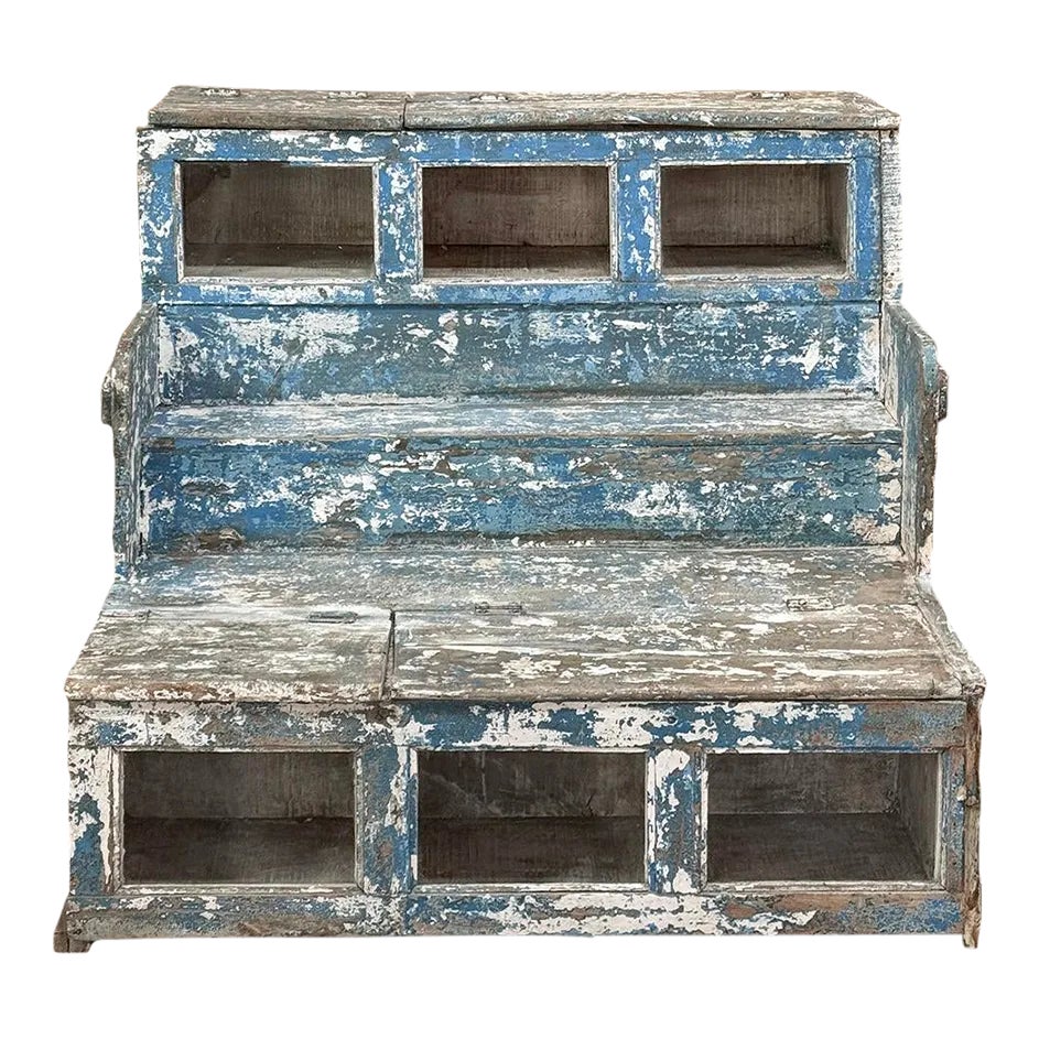 19th Century Rustic Store Display Case With Distressed Painted Finish ...