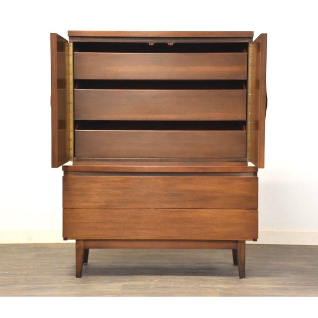 Walnut Mid Century Modern Armoire Dresser | Chairish