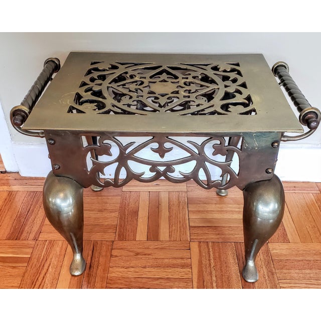 Antique English 1800's Brass Trivet Fireplace Rest or Plant Stand With ...