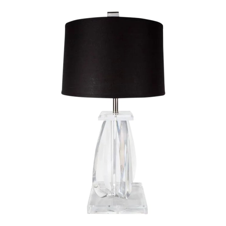 Mid-Century Modernist Lucite Table Lamp with Chrome Fittings | Chairish