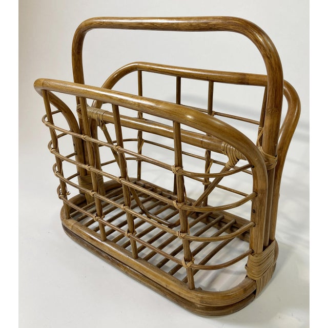 Oversize Rattan Magazine Rack | Chairish